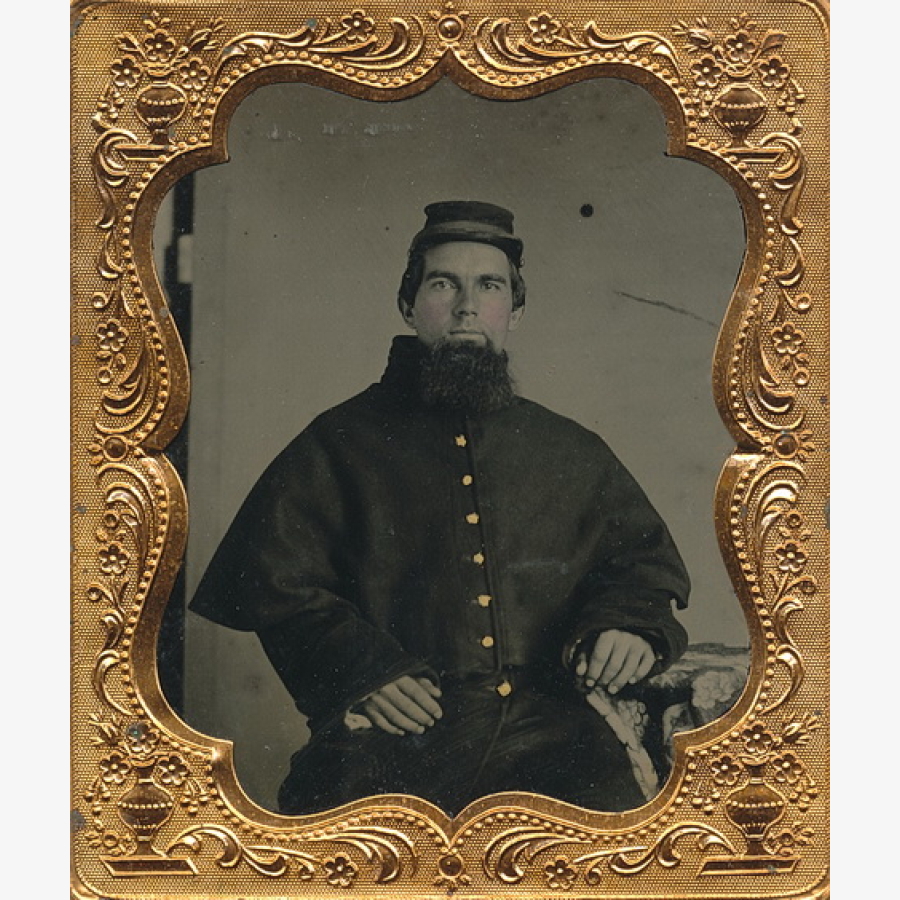 Federal Infantryman in Seldom Seen Black Greatcoat – Civil War Image Shop