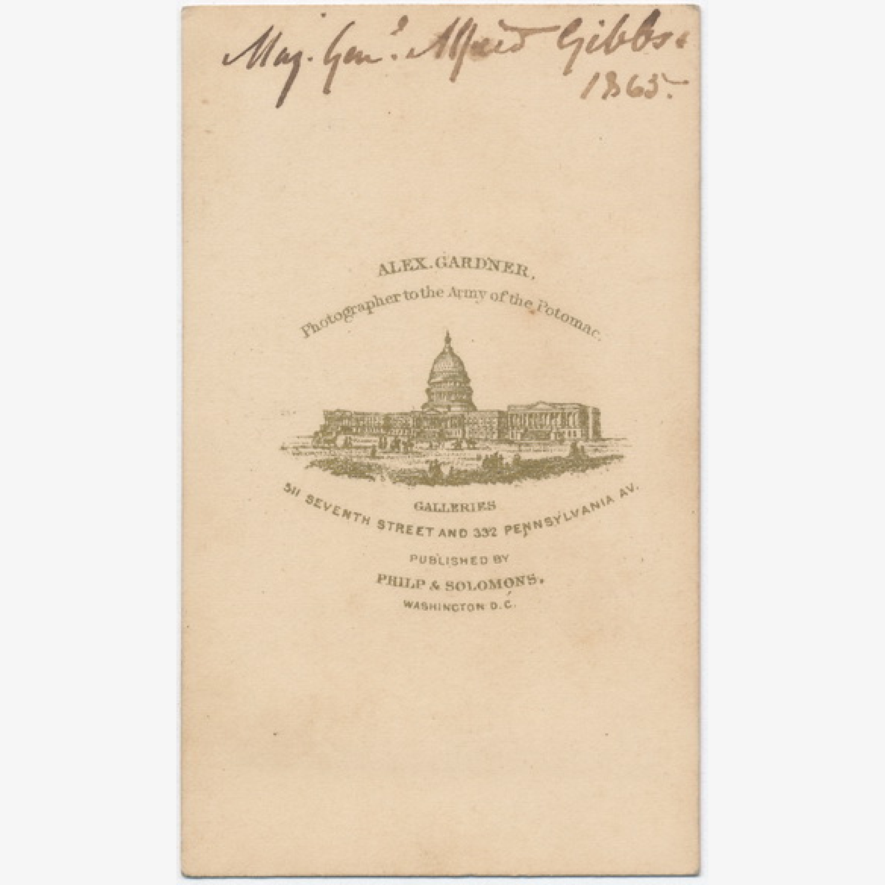 Signed Carte View Major General Alfred Gibbs – Civil War Image Shop